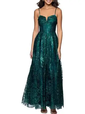 BLONDIE NITES Sequin Corset Gown - Teal