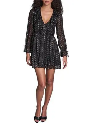 Bcbgmaxazria Metallic Stripe Polka Dot Mini Dress - Black.linen Dot