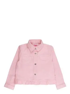 RUFFLEBUTTS Denim Jacket With Ruffle Hem - Pink