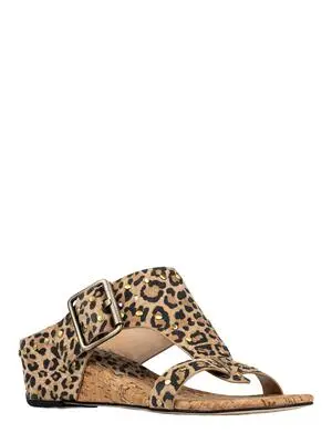 DONALD PLINER Buckle Wedge Sandal - Leopard
