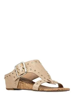 DONALD PLINER Buckle Wedge Sandal Platinum