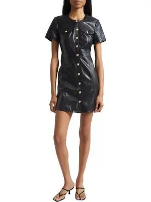 Cinq À Sept Layla Quilted Faux Leather Mini Dress - Black