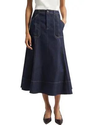Cinq À Sept Benjiy Denim Midi Skirt - Indigo