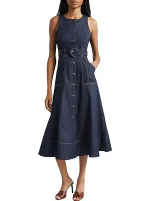 Cinq À Sept Cezanne Denim Midi Dress - Indigo