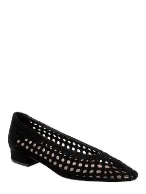 L'Agence Alsace Woven Snip-Toe Pumps Black Suede
