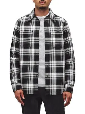 Reigning Champ Union Plaid Cotton Button-up Shirt - White/black