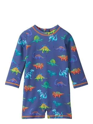 HATLEY Dino Print Long Sleeve One-piece Rashguard Swimsuit - Blue