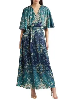CIEBON Floral Wrap Dress - Navy Multi