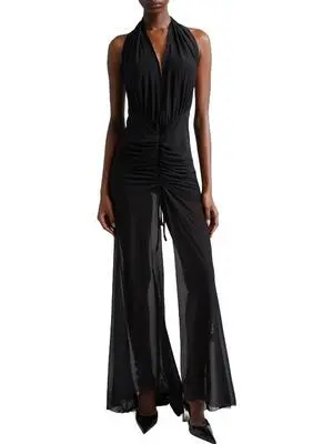 KIM SHUI Stretch Mesh Halter Dress - Black