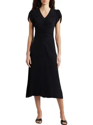 Caslon Ruched Midi Dress - Black