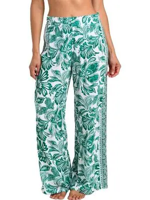 La Blanca Botanical Brocade Wide Leg Cover-up Pants - Jungle