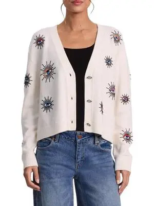 Alice + Olivia Bradley Embellished Wool Cardigan - Ecru Multi