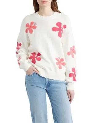 Rails Zoey Floral Intarsia Cotton Sweater - Kauai