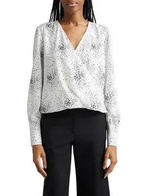 Emporio Armani Paint Splatter Stretch Crepe Top - Polka Dot