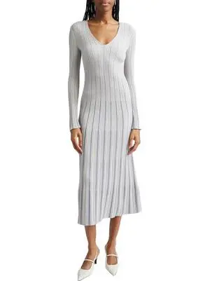 Emporio Armani Long Sleeve Ribbed Sweater Dress - Pearl