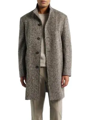 JACK VICTOR Wiktor Herringbone Wool-blend Coat - Light Brown