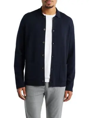 JACK VICTOR Milano Stitch Merino Wool Cardigan - Navy