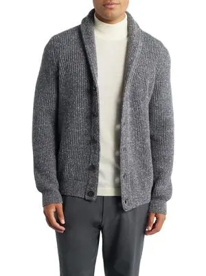 JACK VICTOR Wool And Silk Shawl Collar Cardigan - Grey