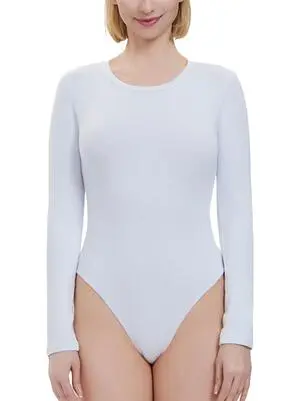 KIMI + KAI Round Neck Long Sleeve Bodysuit - White