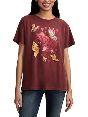 Lucky Brand Graphic Boyfriend T-shirt - Oxblood Red