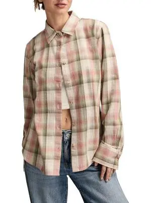 Lucky Brand Plaid Cotton Button-up Shirt - Pink Plaid