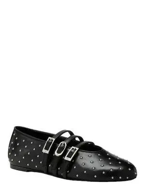 STUART WEITZMAN Studded Mary Jane Ballet Flats - Black