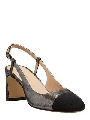 STUART WEITZMAN Babette Cap-toe Slingback Pumps - Platino/black