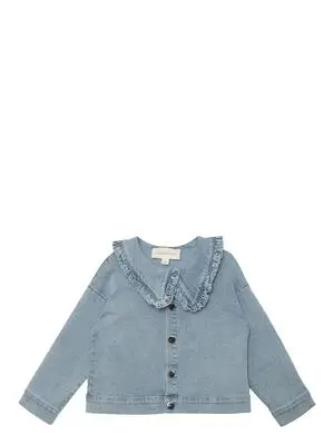 MABEL + HONEY Denim Ruffled Collar Jacket - Blue