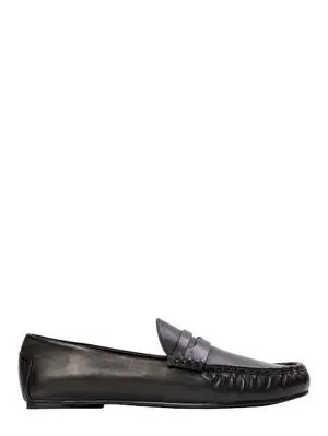 BLACK SUEDE STUDIO Darlyn Leather Moccasin Loafer - Black Leather