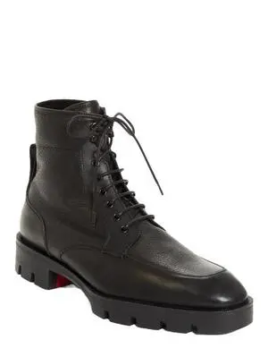 CHRISTIAN LOUBOUTIN Caracolo Lion Leather Boots - Black