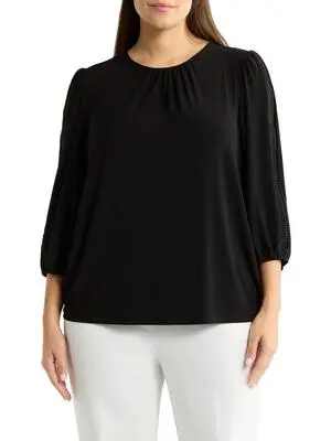 KASPER Lace Inset Sleeve Top