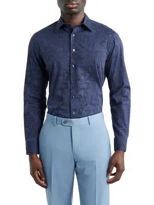 Etro Roma Stretch Cotton Dress Shirt - Stampa F.do Blue
