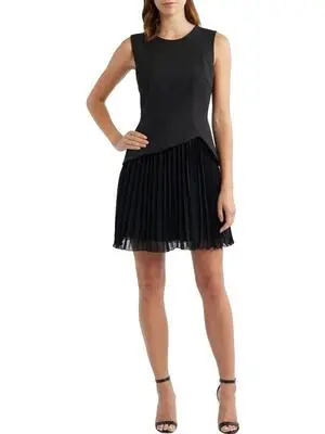 Sam Edelman Sleeveless Pleated Mini Dress - Black