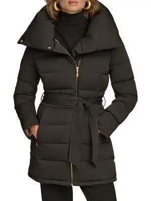 DONNA KARAN NEW YORK Water-Resistant Belted Puffer Coat