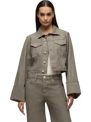 Hudson Jeans Cuffed Cropped Jacket - Washed Olive