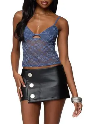 EDIKTED Cutout Sheer Lace Camisole - Blue