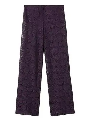 Mango Mid-rise Straight-leg Lace Pants - Wine