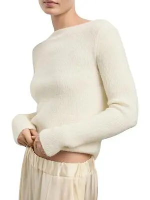 Mango Boat Neck Ribbed Sweater - Off White