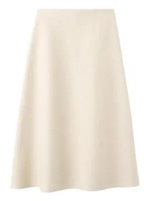Mango Penny A-line Wool Blend Midi Skirt - Beige