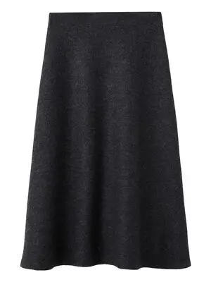Mango Penny A-Line Wool Blend Midi Skirt Grey