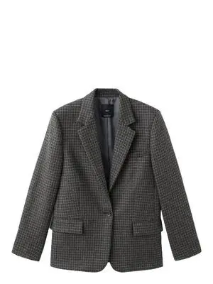 Mango Wool-blend Check Blazer - Grey