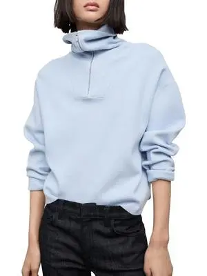 Mango Quarter Zip Turtleneck Sweater - Sky Blue