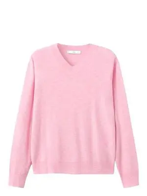 Mango V-neck Fine Knit Sweater - Pink