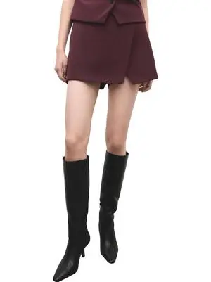 Mango Faux Wrap Skort - Maroon