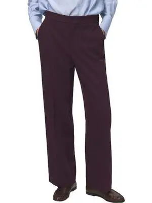 Mango High Waist Straight Leg Trousers - Plum