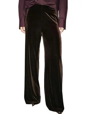 MANGO Wide Leg Velvet Trousers