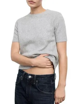 Mango Short Sleeve Sweater - Medium Heather Grey