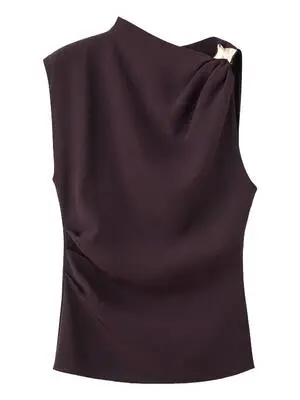 Mango Ruched Asymmetric Top Brown