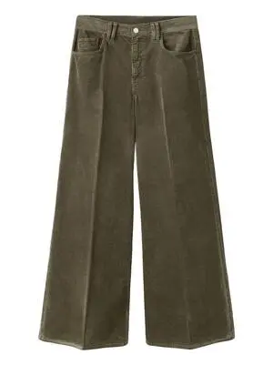 Mango High-waist Wide-leg Corduroy Jeans - Khaki Green