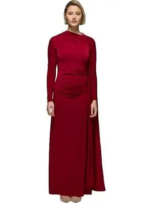 DASKA Cape Detailed Maxi Dress - Wine